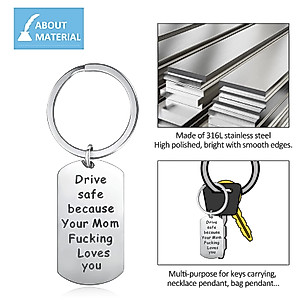 KOORASY Inspirational Birthday Keychian From Mom for Son Daughter Drive Safe Keychains Anniversary Keyring