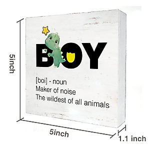 Dinosaur Nursery Wood Box Sign Baby Dinosaur Dino Boy Definition Wooden Box Sign Block Plaque for Wall Desk Home Boys Room Decoration