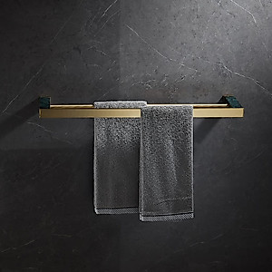 Bath Towel Bar Brass Brushed Gold Towel Rail Bar, Bathroom Towel Rack, Double-bar Nordic Bathroom Marble Towel Holder Towel Holder