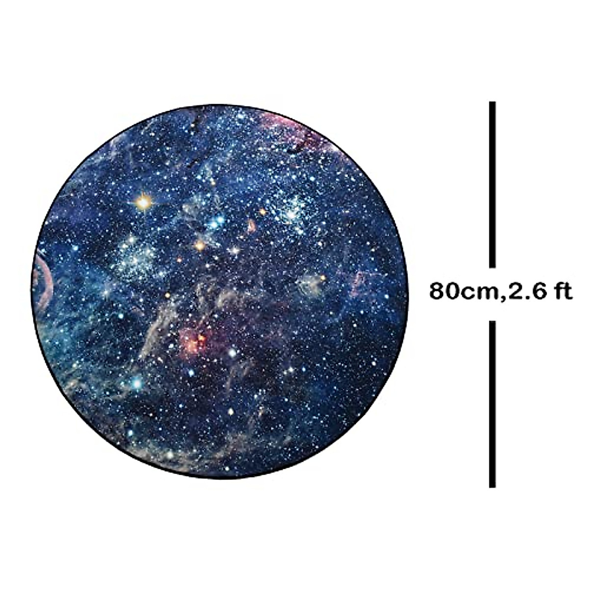 Galaxy Round Rugs, Universe Space Nebula Stars Starry Carpet Large Floor Mat for Living Room, Study, Kids Bedroom (Galaxy, 2.6 ft Diameter)