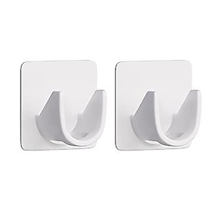 YONAYI 2PCS Adhesive Shower Curtain Rod Holder, No Drilling Spring Tension Rod Retainer for Bathroom Kitchen Wardrobe | Rod End Diameter within 0.86inch | White Curtain Rod Bracket