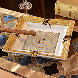 BAKEBK Tabletop Ashtray,Cigar Ashtray for Indoor or Outdoor Use,European Porcelain Ashtray,Cigar Cigarette Ashtray for Patio/Outside/Indoor Ashtray