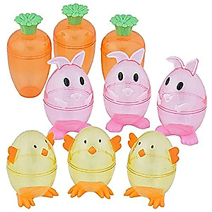 Candy Packaging Plastic Containers (3 Package Set)Include: 3-bunny; 3-carrot and 3-chick Containers