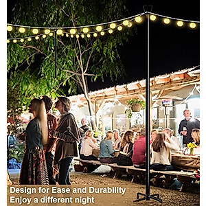 Queension 10ft Outdoor String Light Pole for Outside String Lights, Garden Lawn Metal Lighting Stand for Holiday Parties Bistro Weddings, 2pack