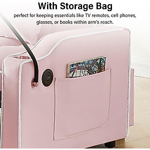 anwickjeff 3-in-1 Sofa Bed, Convertible Sleeper Chair Sofa Bed Adjustable Pull Out Sleeper Chair Bed Multi-Pockets Folding Sofa Bed for Living Room Bedroom Small Space (Pink)