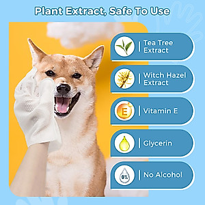 Vannon Extra Thick Pet Bathing Wipes for Dogs & Cats, Cleaning & Deodorizing Grooming Gloves, Nourish Fur Glove Wipes for Daily Care and Traveling, Rinse Free, Unscented, 6 PCS