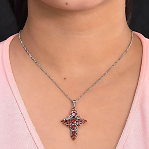 Shop LC Red Cubic Zirconia Cross Pendant Necklace for Women Catholic Jewelry Religious Christian Gifts for Women for Her Stainless Steel Size 20" Ct 3.6 Birthday Gifts