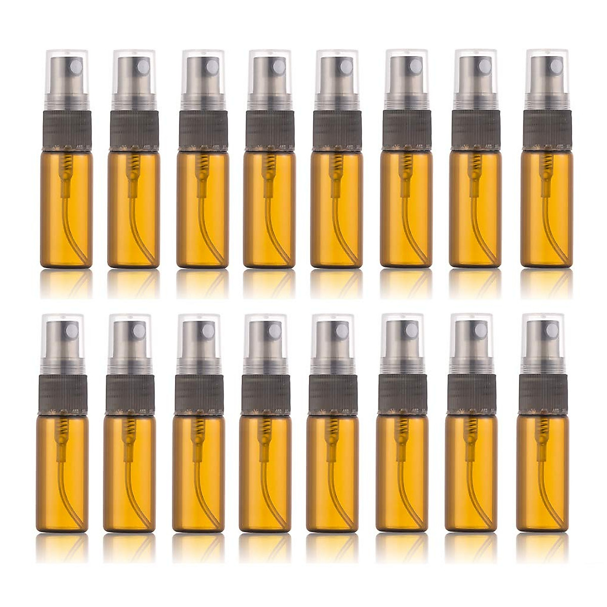 Elfenstall- 20pcs Amber 5ml 1/6oz Atomizer Vial Glass Bottle Spray Refillable Perfume Empty Fine Mist Sample Bottle Clean Cloth Free 3ML Pipette for Travel Party