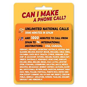 SIM Orange - 100GB Prepaid SIM Card Spain| 5€ Balance | 800 Minutes for Calls to The US and More Than 50 Countries | 16GB in Europe| Activation Online only at www. tourtech.Shop