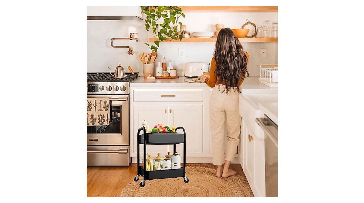 2-Tier Rolling Utility Cart for Home & Office Storage