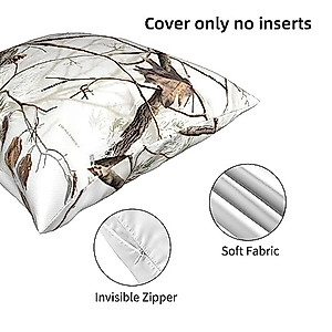 WURTON White Trees Camo Print Throw Pillow Covers, Soft Square Cushion Case,for Sofa, Couch,Bed Chair-18 X 18 Inch