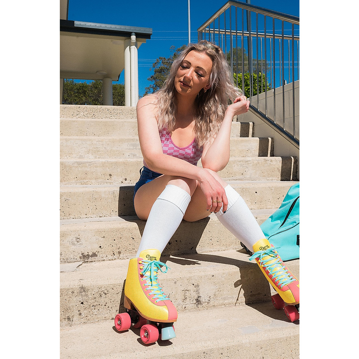 Lenexa Dottie Roller Skates - Indoor/Outdoor Roller Skates for Women - Roller Skates for Girls - Roller Skates for Kids (Ladies' 7, Yellow)