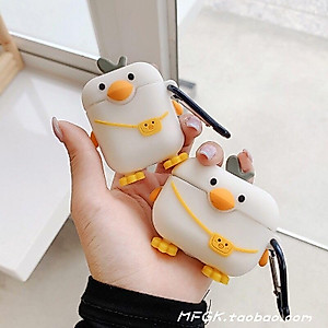 Cute Duck Case for Airpod 3rd Generation Cases Cover, Funny 3D Cartoon Kawaii Airpods 3 Silicone Cases Cover with Cleaning Kit & Keychain for Apple AirPods 3rd Gen for Boys Girls Kids Teen, Bag Duck