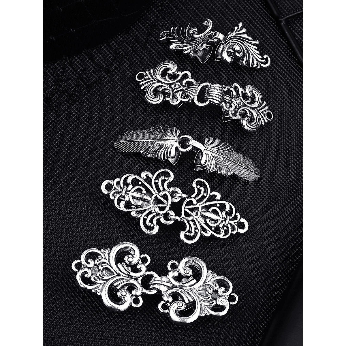 5 Pieces Shawl Clips Cloak Clasp Cardigan Clip Sweater Clips Vintage Collar Retro Cloak Brooches and Silver Shawl Pins for Women Girls Shirt Clips (Novel Style)