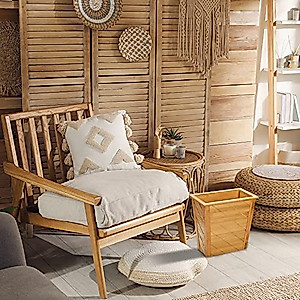 Frcctre Bamboo Waste Basket, Rectangular Compact Waste Trash Can Waste Bin Garbage Built-in Handles Brown Container Bin for Bedroom, Office, Living Room, Kitchen, Bathroom, 11.3"x6.75"x11"