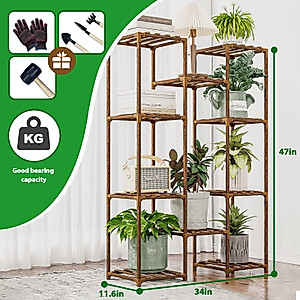 GENTINGBRO Indoor Plant Shelf Stand Outdoor Tall Plant Rack for 11 Pots Large Hanging Plant Holder For Multiple Plants Patio Balcony Garden