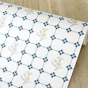 Yifely Self-Adhesive Shelf Liner Removable Tabletop Protect Paper for Covering Old Shelves Cabinets, Checker Floral, 17.7 Inch by 9.8 Feet