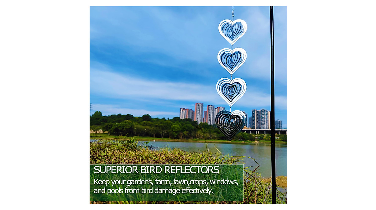 DJUAN Heart Bird Scare Discs - Reflective Garden Decor