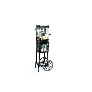 Nostalgia Popcorn Maker Machine - Professional Cart With 2.5 Oz Kettle Makes Up to 10 Cups - Vintage Popcorn Machine Movie Theater Style - Black