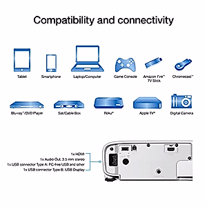 Epson 880X 3LCD 1080p Streaming Smart Portable Projector, Android TV, 3,300 Lumens Color/White Brightness, Built-in Speaker, 300-Inch Home Entertainment (Renewed)