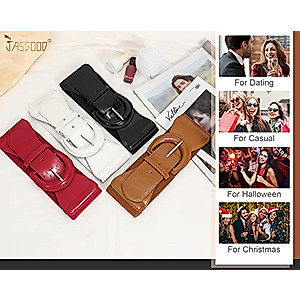 JASGOOD Women Wide Stretchy Belt,Vintage Chunky Buckle Elastic Waist Belts for Women Dress