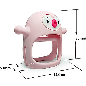 Smily Mia Penguin Buddy Never Drop Silicone Baby Teething Toy for 0-6month Infants, Baby Chew Toys for Sucking Needs, Hand Pacifier for Breast Feeding Babies, Car Seat Toy for New Born,Old Roze