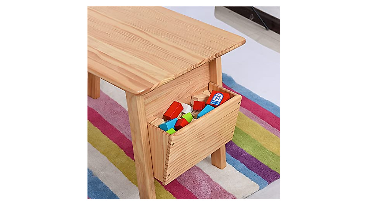 KRAND Kids Solid Wood Table & 2 Chair Set with Storage - Durable & Easy ...