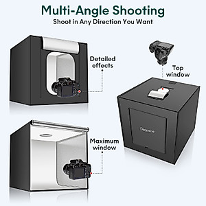 Daguerre 32"x32" Light Box for Product Photography, Professional Large Photo Studio with 3 Stepless Dimming Lights Panels, 210 LED Beads, and 6 Color Backdrops, Perfect Photo Booth Shooting Tent Kit