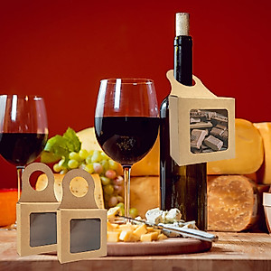 30 Count Kraft Paper Wine Bottle Box, Foldable Hanging Wine Boxes Gift Boxes with Window for Decoration Bottle Hanger Favor Box