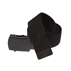 Jackster Ratchet Slide Web Belt, Military Style with Black Metal Buckle, Adjustable