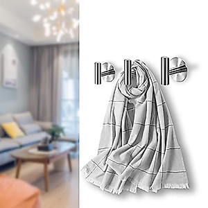 Adhesive Towel Hooks Heavy Duty Wall Hooks Stainless Steel Waterproof Shower Towel Hooks, Coat Hooks for Hanging Clothes, Door Hooks Adhesive Hooks for Bathroom- 2 Pack, Silver