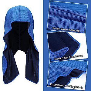 Bencailor 6 Pcs Cooling Hoodie Towel for Face Sport Hood Towel Cooling Towels Neck Cooler Cooling Neck Wraps Soft Breathable Chilly Camping Towels Absorbent Microfiber Towel (Gray/Royal Blue/Black)