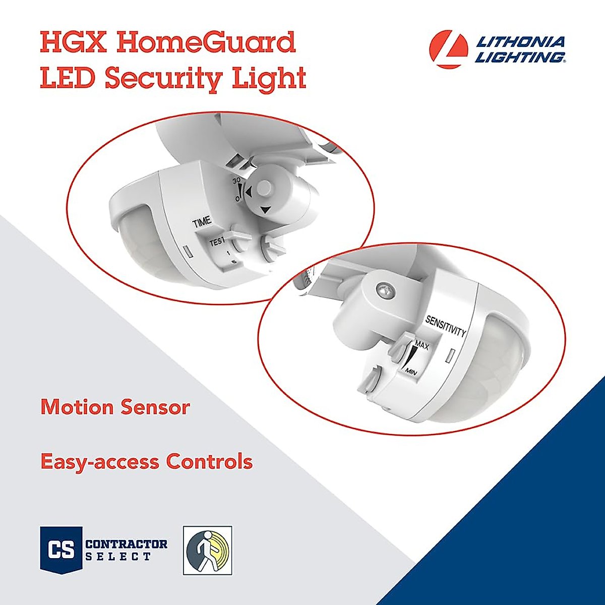 Lithonia Lighting HGX LED 2RH 40K 120 MO WH M2 HomeGuard Security Flood Lights, 4000 Lumens, 2-Light, Photocell Sensor and Motion Detection, White