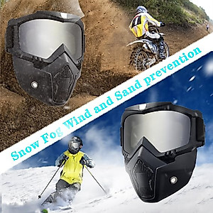 Motorcycle Helmet Riding Goggles Glasses,Protective Gear Compatible with Helmet for Men Women Kids Youth,Detachable Silver Goggles for Motorcycle ATV Dirt Bike