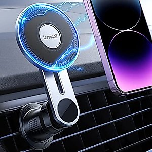 Lamicall for MagSafe Car Phone Mount - [Aluminum Stable Frame] [20 Strong Magnets] Magnetic Car Vent Phone Holder Mount, Air Vent Car Holder Mount for iPhone 14 13 12 Pro Plus Max Mini MagSafe Case