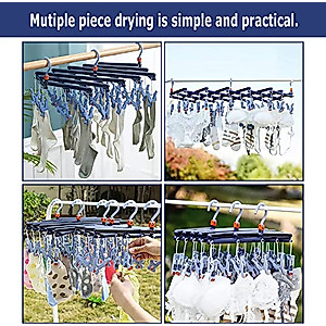 SHZMJL Foldable Clothes Drying Hanger with 29 Clips-Drip Hanger-Sock，Laundry Drying Rack Hanger for Socks Bras，The Clips Release Quickly,Large Clamp of Imitation Turbine (White)