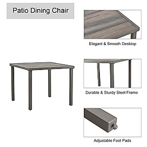 LOKATSE HOME 5 PCS Metal Outdoor Patio Dining Set with 4 Stackable Chairs and Square Bistro Table for Backyard Deck Lawn Garden, Black