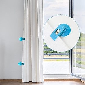 6pcs Suction Cup Clips, Shower Curtain Clips Splash Guard Round Suction Cups with Clamp to Prevent Water Splashing Out Windproof Suction Wall Hanger/Holder for Fridge Shower Room Glass Window(Blue)