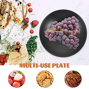 Yardwe Footed Fruit Bowl Pedestal Dessert Bowl Ceramic Fruit Bowl Fruit Container for Lunch Tray Fruit Tray (Black, 5.9inch)