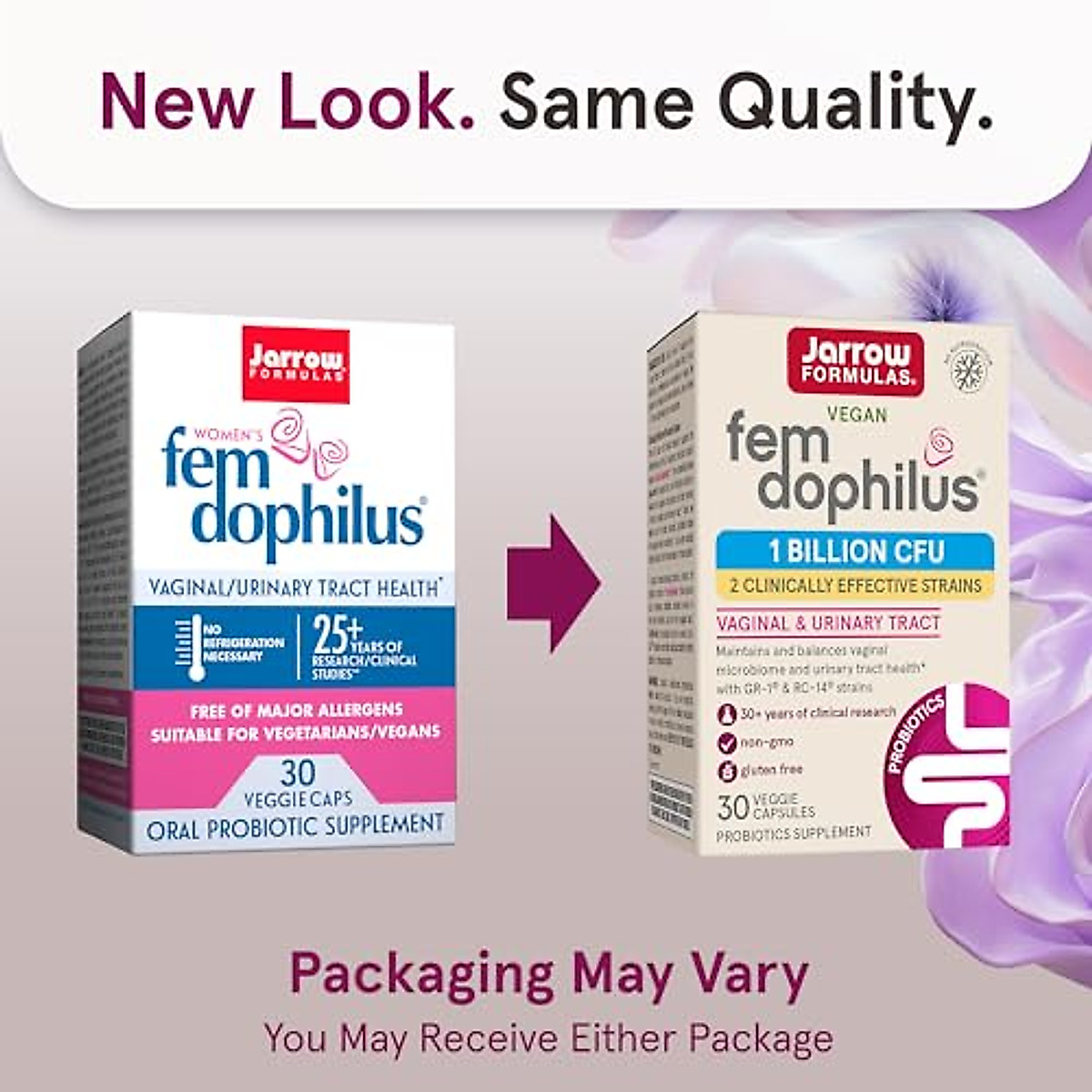 Jarrow Formulas Fem-Dophilus Probiotics 1 Billion CFU With 2 Clinically Effective Strains, Dietary Supplement for Vaginal Health and Urinary Tract Health, 30 Veggie Capsules, 30 Day Supply