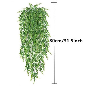 YYaaloa Fake Plants Artificial Hanging Plants 2-Pack 31.5Inch Boston Fern Fake Leaves Greeny Chain Wall Home Room Garden Wedding Garland Outside Decoration Patio Decor (2-Pack Boston Fern)