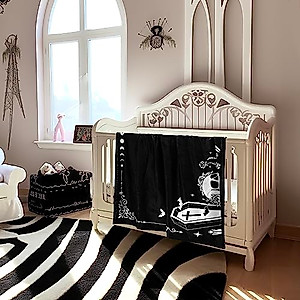 Eunikroko Gothic Baby Monthly Milestone Blanket Halloween Goth Girl and Boy Stuff Photo Prop Spooky Skull Background Blanket for Newborn Mom Gifts Moth Nursery Gift Bat Decorations 40" X 50"
