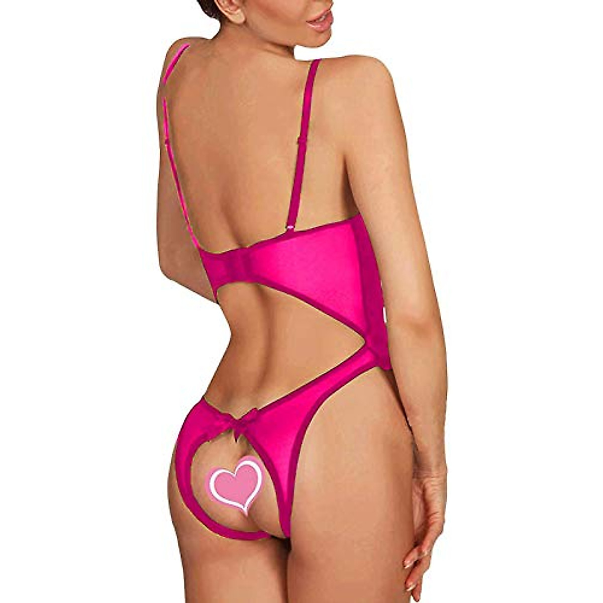 Women Sexy Teddy Lingerie One Piece Lace Babydoll Bodysuit Nightie Plus Size S-3XL (Medium, Rose Red)