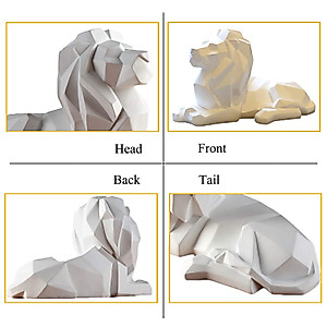 FJWYSANGU Abstract Lion Statues Hand Craved Animal Resin Sculpture Modern Home Decoration Black