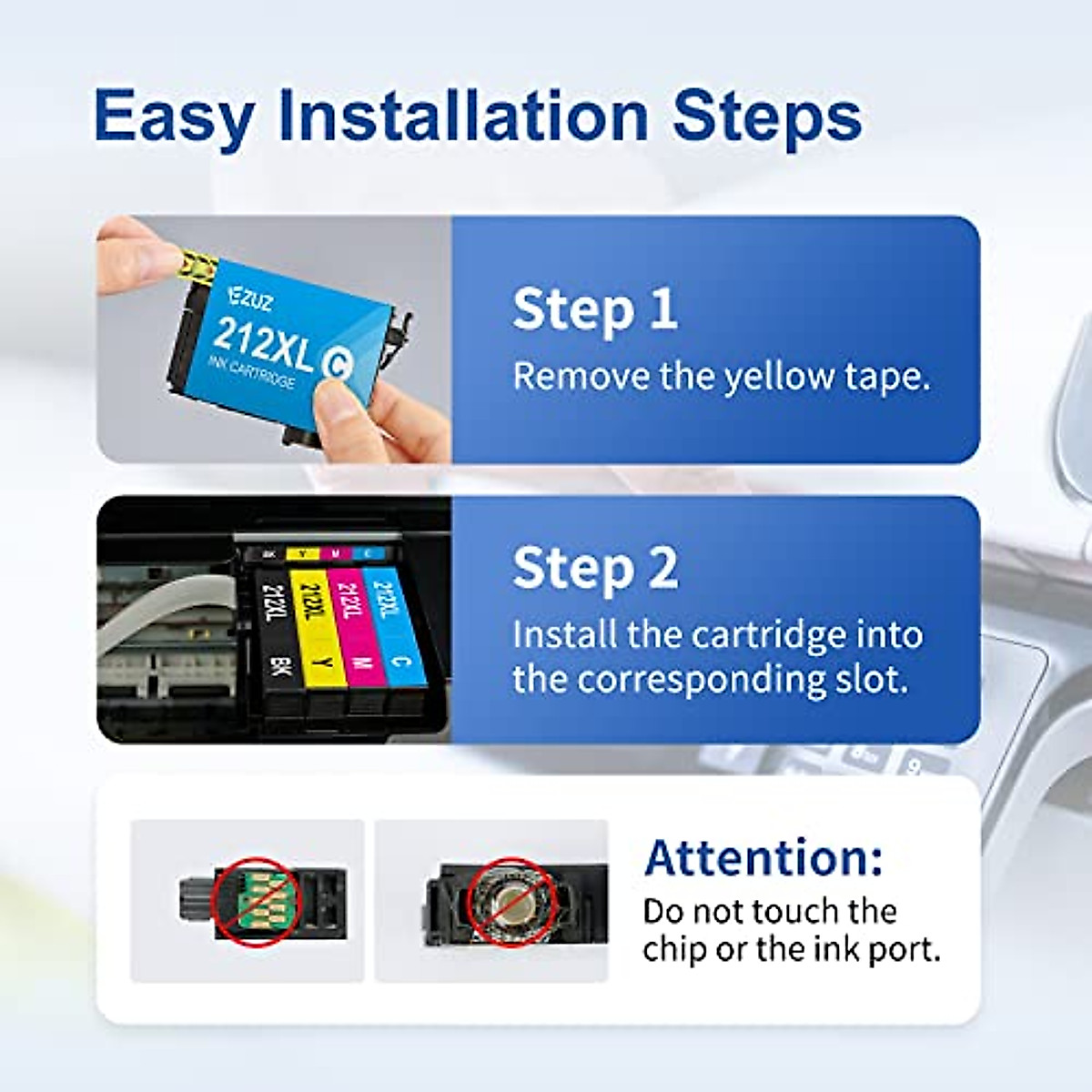 212XL Ink Cartridge for Epson 212 XL 212XL Remanufactured for Expression Home XP-4100 XP-4105 Workforce WF-2850 WF-2830 Printer (4 Pack) 212 Ink