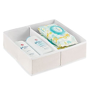 mDesign Fabric Drawer Organizer Bin Dividers for Kids/Baby Nursery Dresser, Closet, Organization - Bins Hold Clothes, Diapers, Cream, Toy, Blankets - Jane Collection, 3 Pack, Cream/Beige/White
