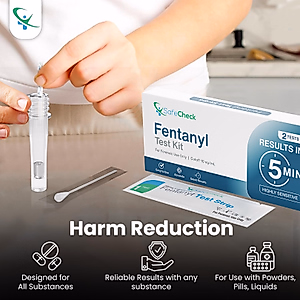 Fentanyl Test Strips 2 Pack | SafeCheck Highly Sensitive Fentanyl Test Strips for Testing Drugs | Fentanyl Testing Strips for Pills, Powders | Fentanyl Test Kit for Residues | 10ng/mL Cutoff