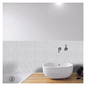Tile Stickers Creamy White Rectangle Stick On Tiles Bathroom PVC Self Adhesive Wall Tiles Kitchen Stick On Wall Tiles Waterproof Peel and Stick Floor Tiles Self Adhesive Tiles for Walls (Size : 10x10