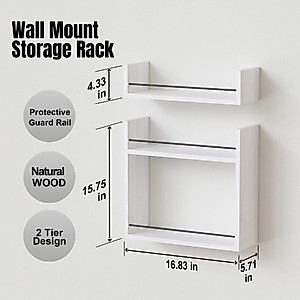 RICHER HOUSE Floating Shelves, Wall Shelves Above Toilet Wall Storage, Wall Mounted Bathroom Shelves with Towel Bar, Shelves for Bedroom, Kitchen, Vanity Shelves Room Decor Wall Cabinet - White