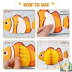 Distaratie 8 Pcs Under The Sea Party Decorations Sea Animal Honeycomb Centerpiece Mermaid Birthday Party Supplies for Beach Baby Shower Wedding Pool Party